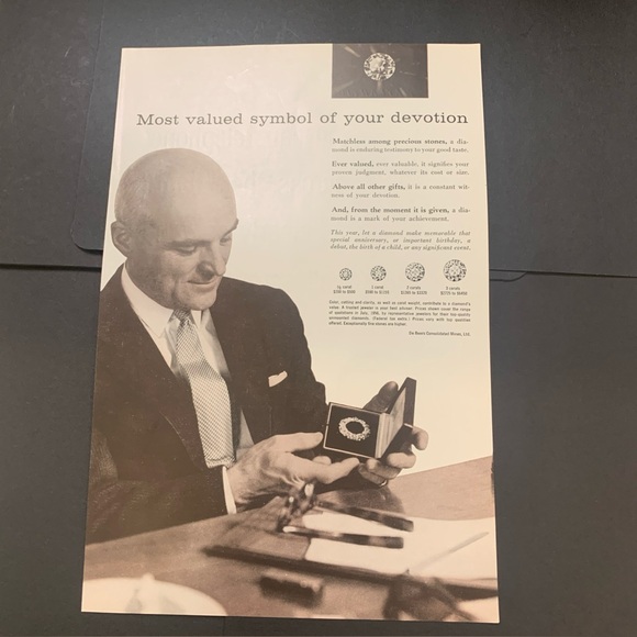 Accents | Vintage 1956 De Beers Symbol Of Devotion Ad Advertisement ...